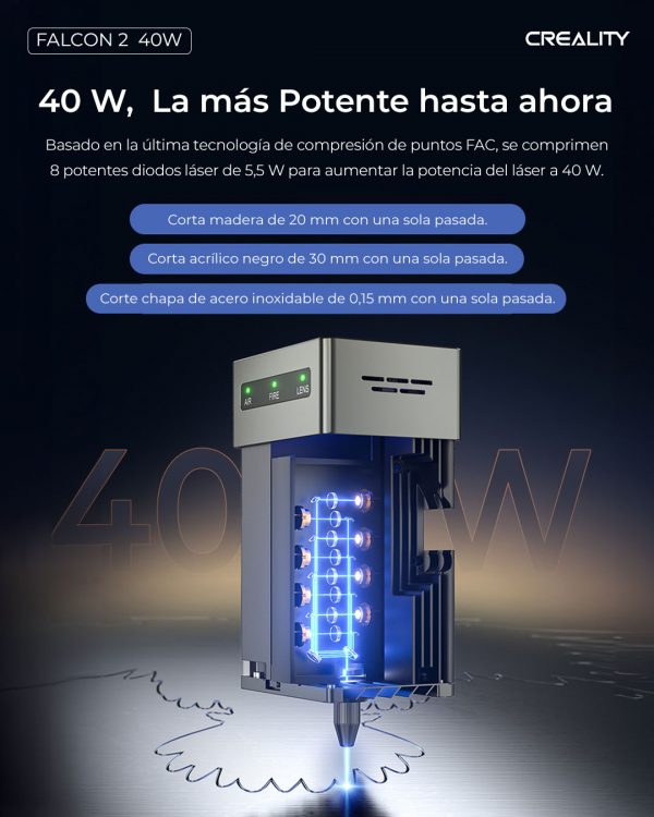 Láser Falcon2 40W | Creality | Prodemaq | Cortadora Láser | Importadores directos